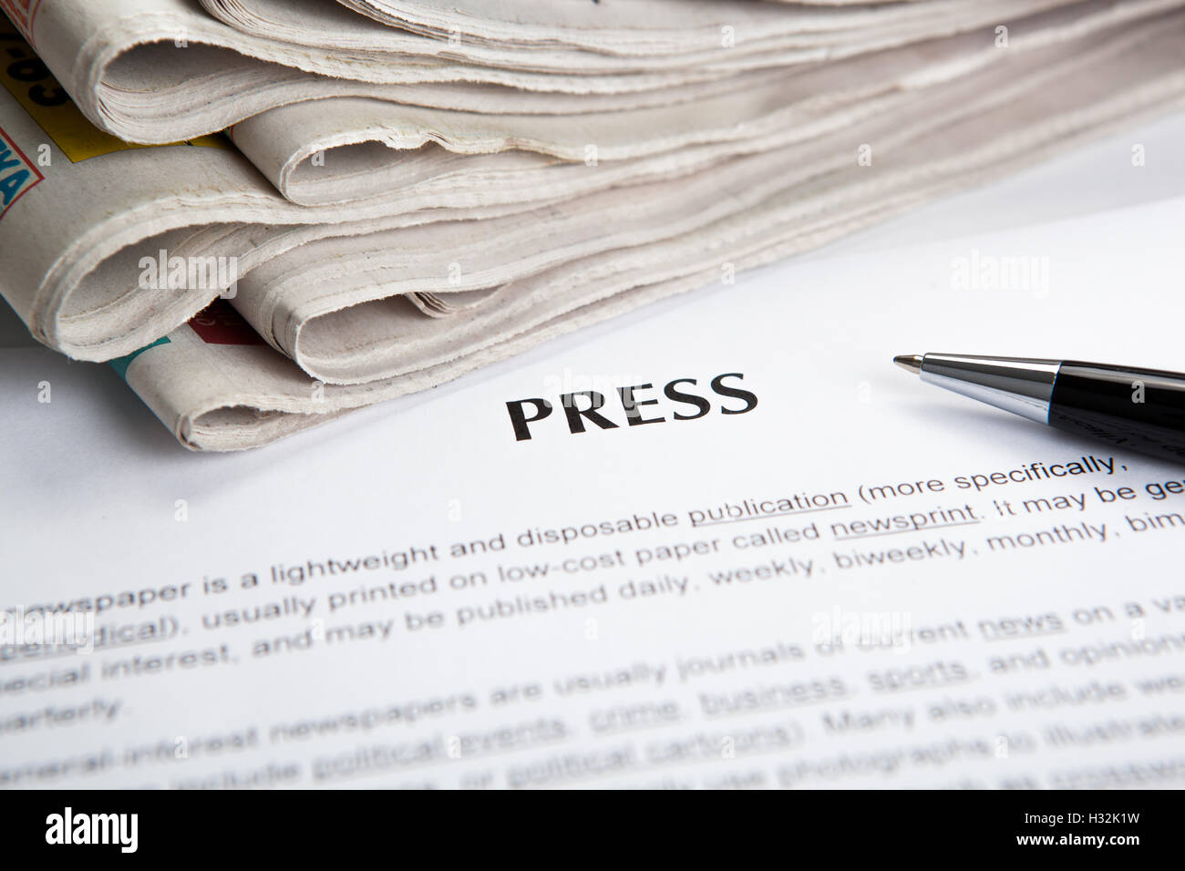 document with the title of press Stock Photo - Alamy
