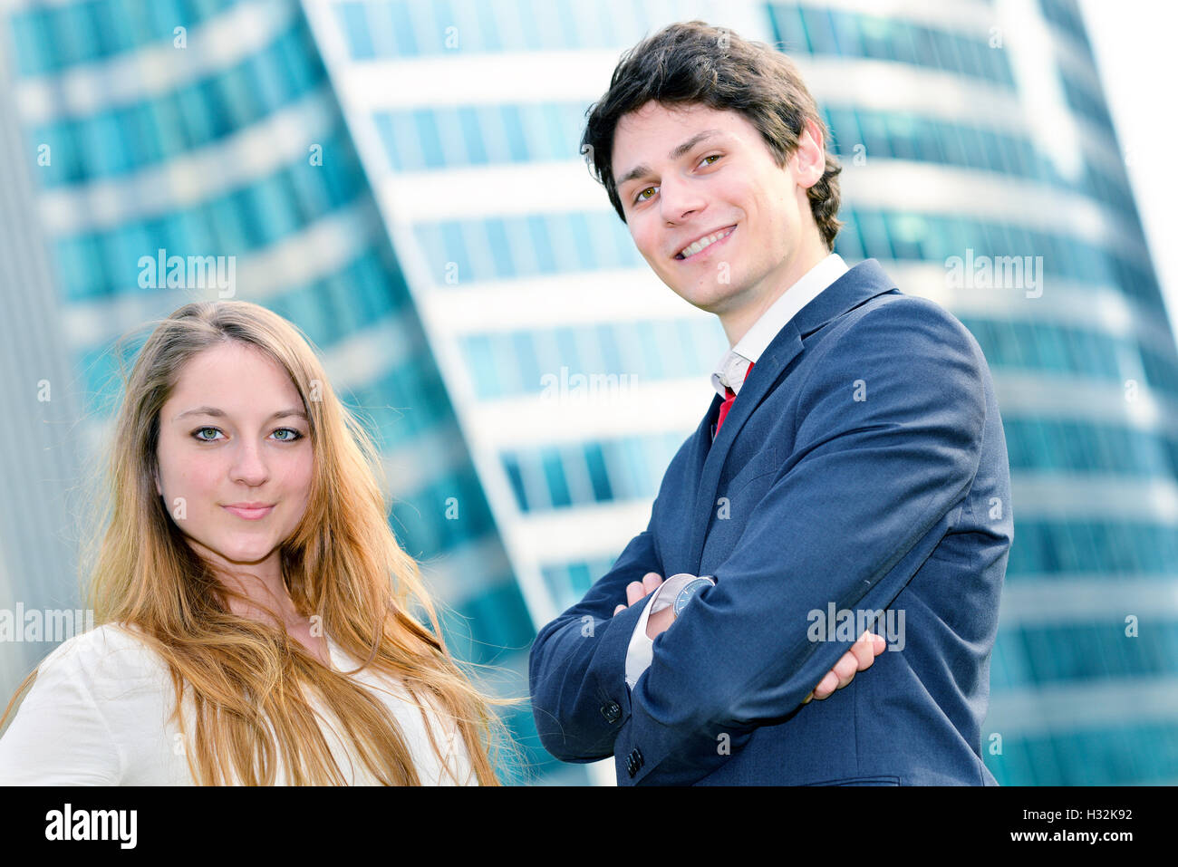 expressive portrait Junior executives of company crossed arms Stock ...