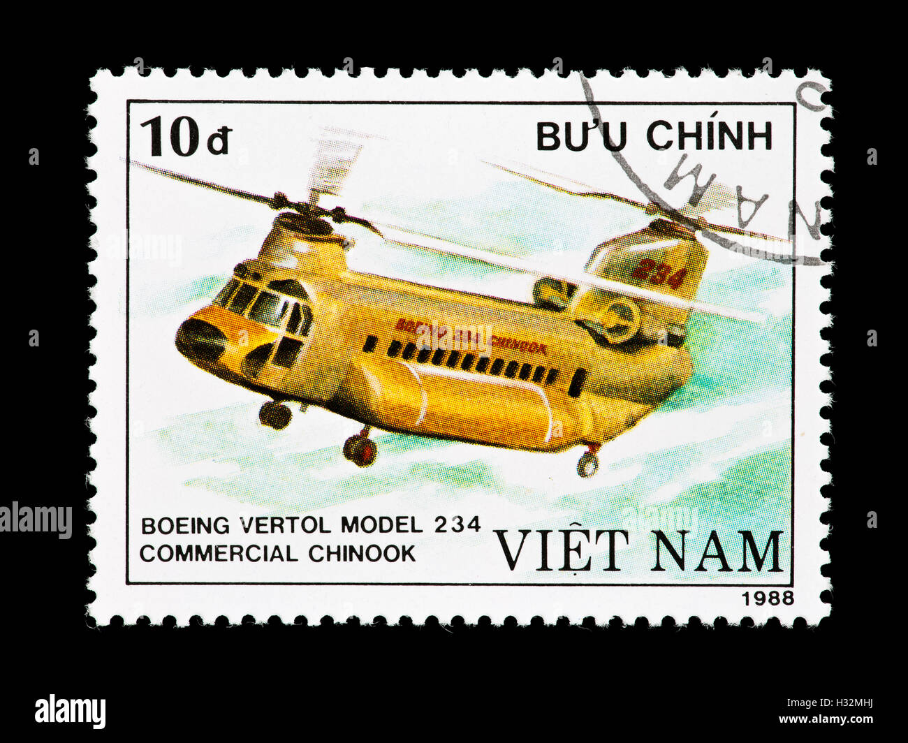 Postage stamp from Vietnam depicting a Boeing Vertol Model 234 ...