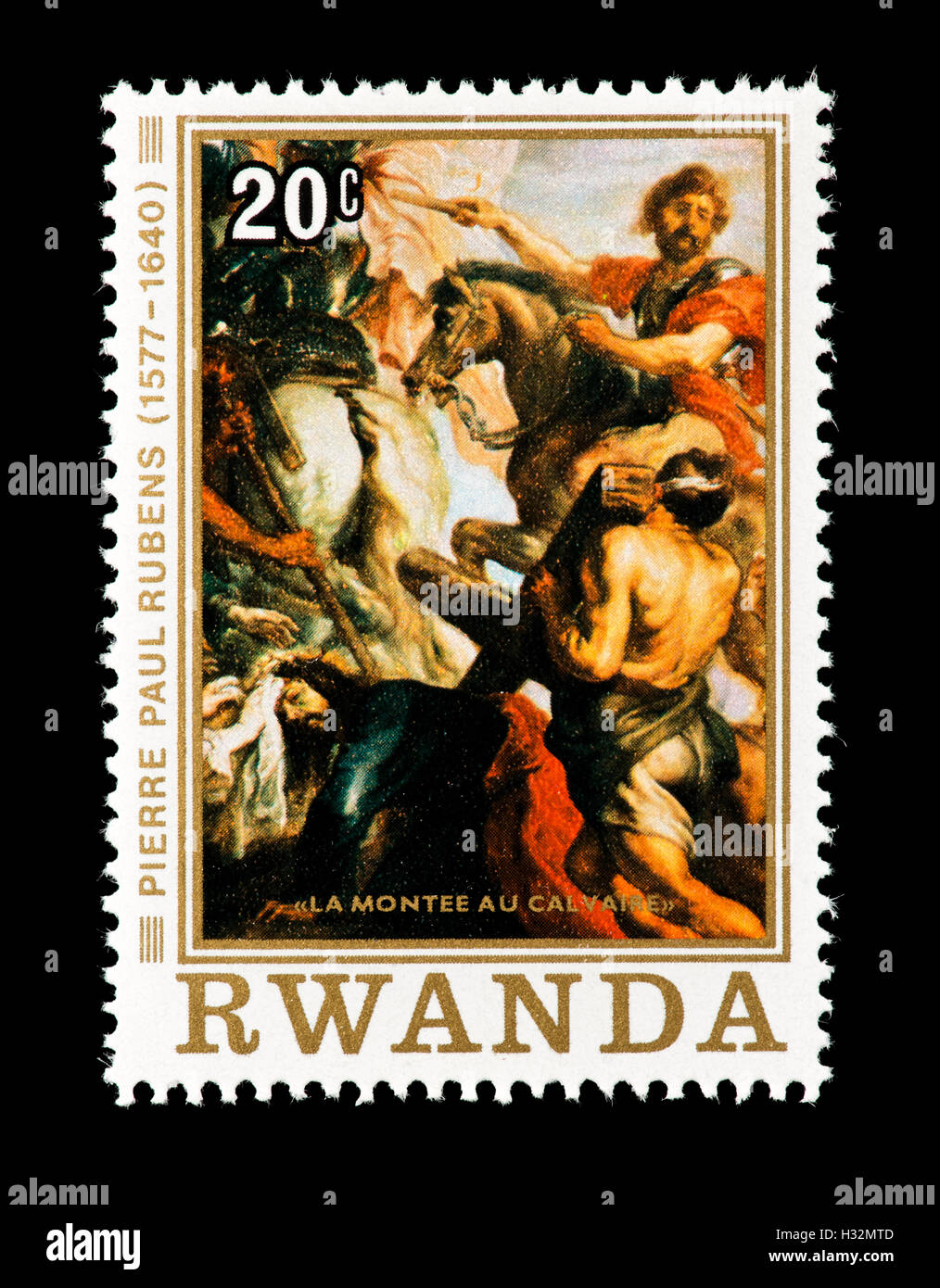 Postage stamp from Rwanda depicting the Peter Paul Rubens painting Road ...