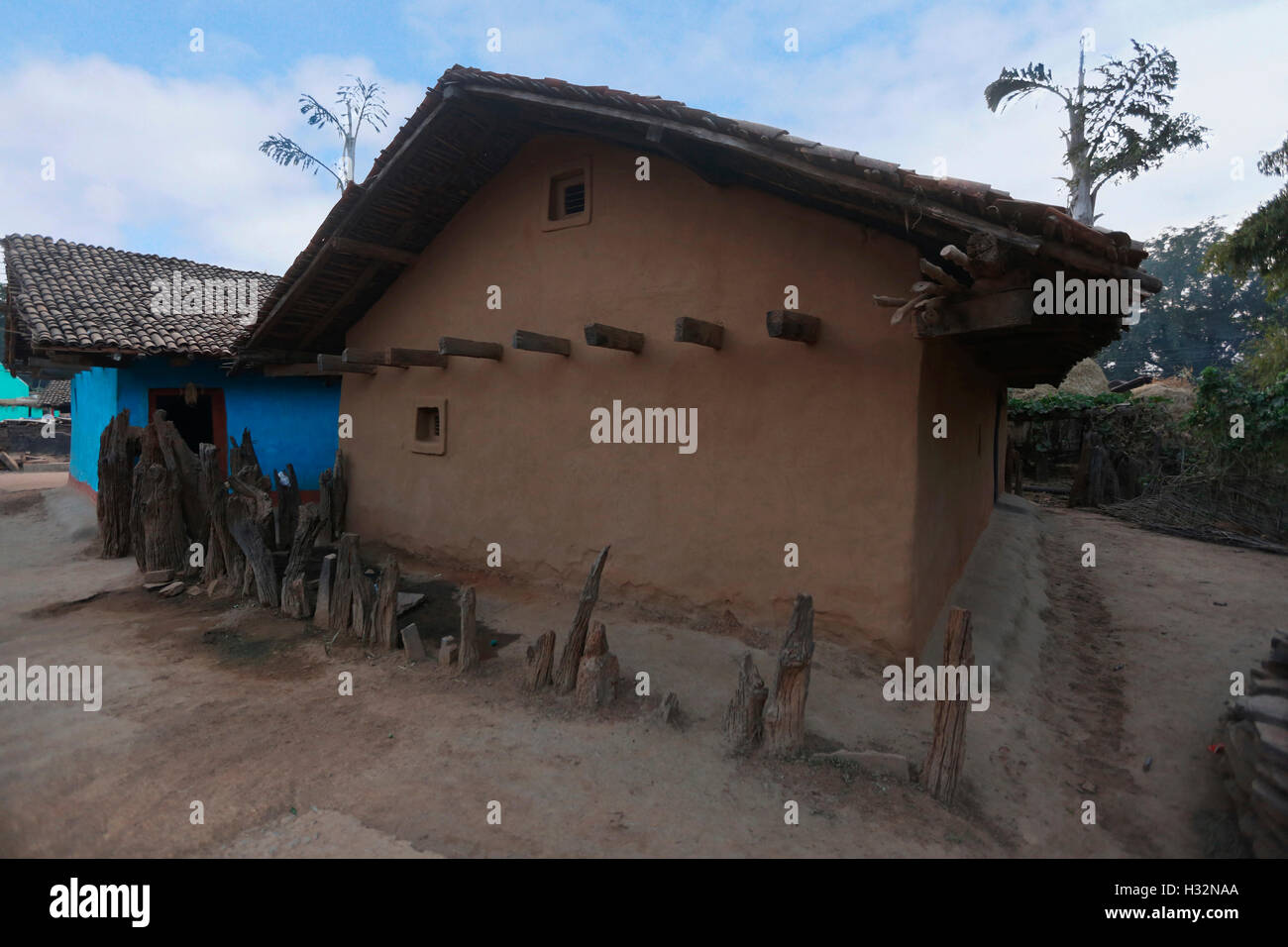 Traditional house, BHATRA TRIBE, Ulnar village, Chattisgarh, India ...