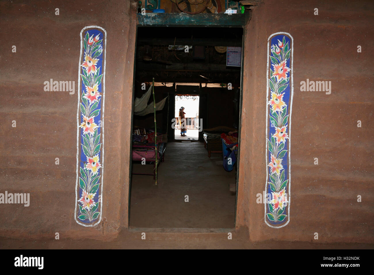 Decorative entrance of the House, CHAUDHARI TRIBE, Bebkuva Village ...