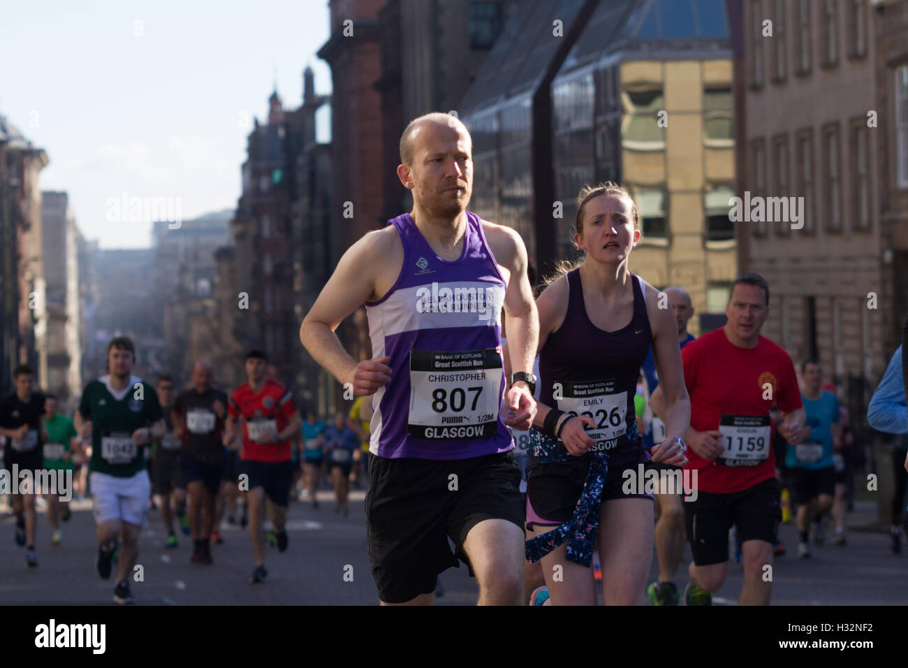 Runners on 10k and half Marathon during Great Scottish run in Glasgow ...