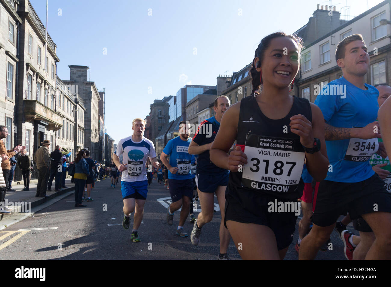 Runners on 10k and half Marathon during Great Scottish run in Glasgow ...
