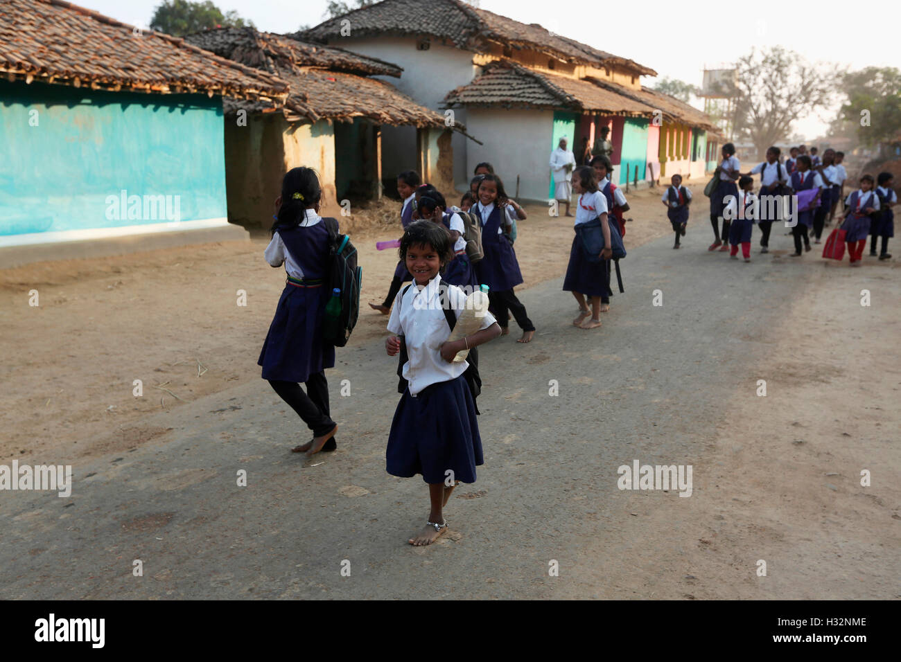 School Children, KAWAR TRIBE, Pindakepar Village, Chattisgarh, India ...