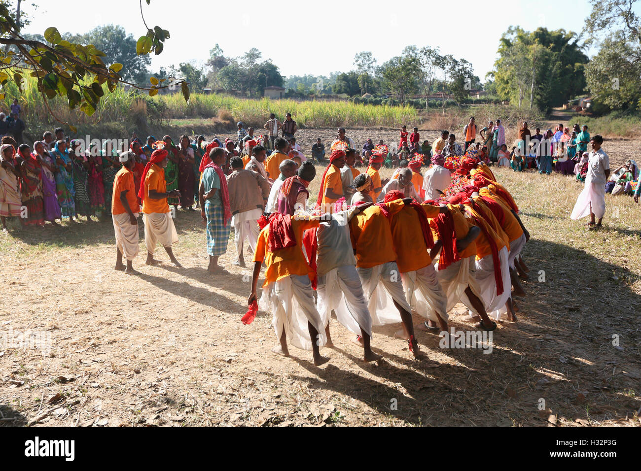 Tribal people performing Dada Dance, NAGESIA TRIBE, Dadgaon Village ...