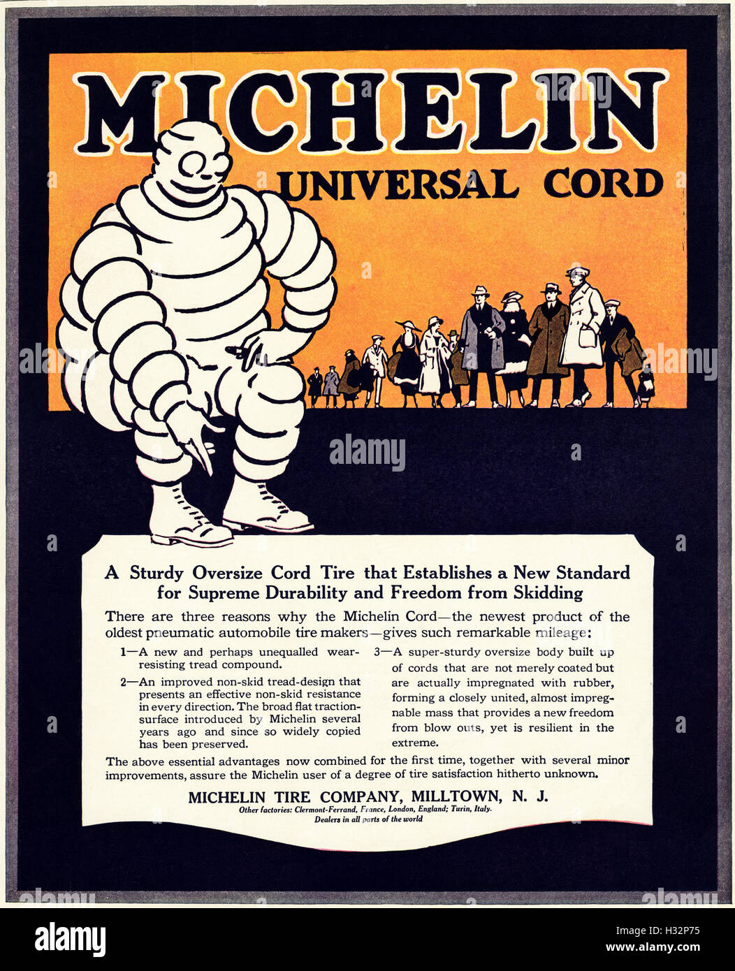 1920 advert from original old vintage American magazine 1920s advertisement advertising Michelin ...