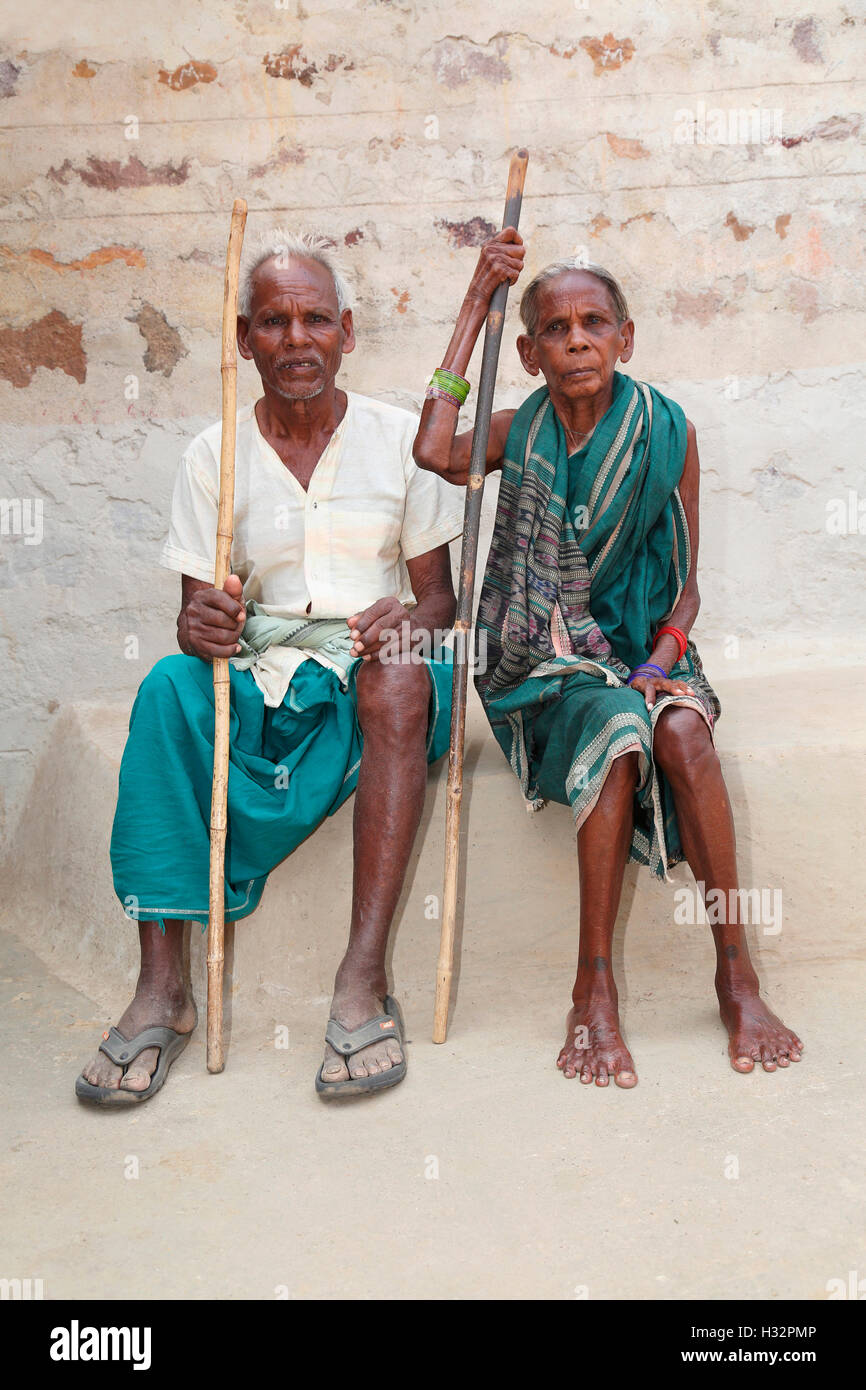 Old Couple Sitting, SAWAR TRIBE, Khairmal Village, Saraipali Tahsil ...