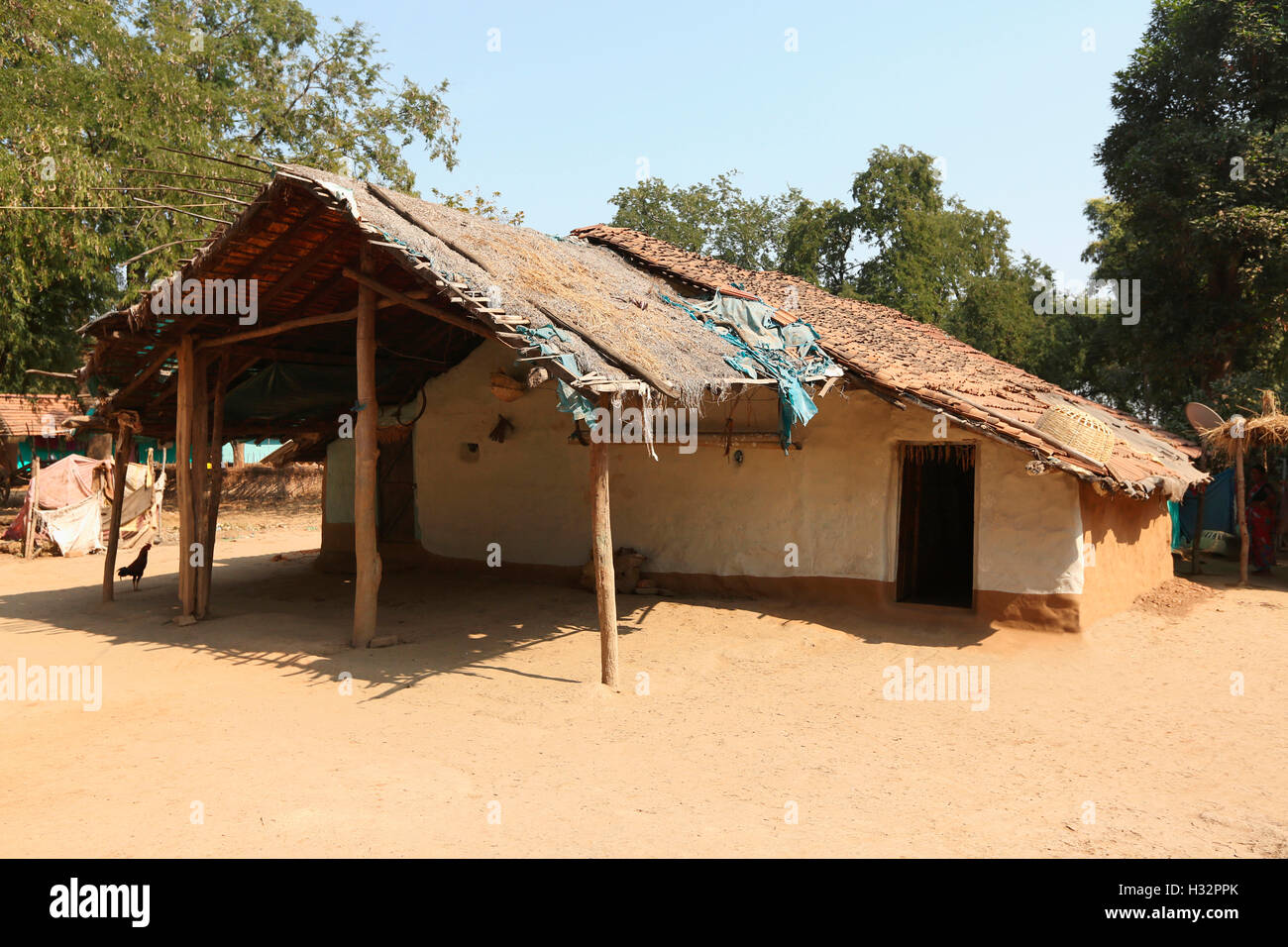 Traditional house, BHATRA TRIBE, Ulnar village, Chattisgarh, India ...