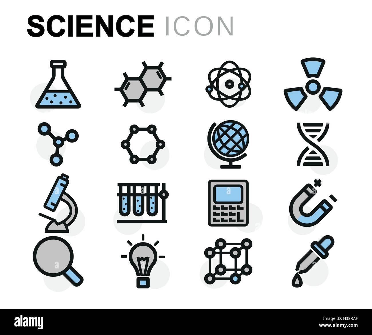 Vector flat line science icons set on white background Stock Vector ...