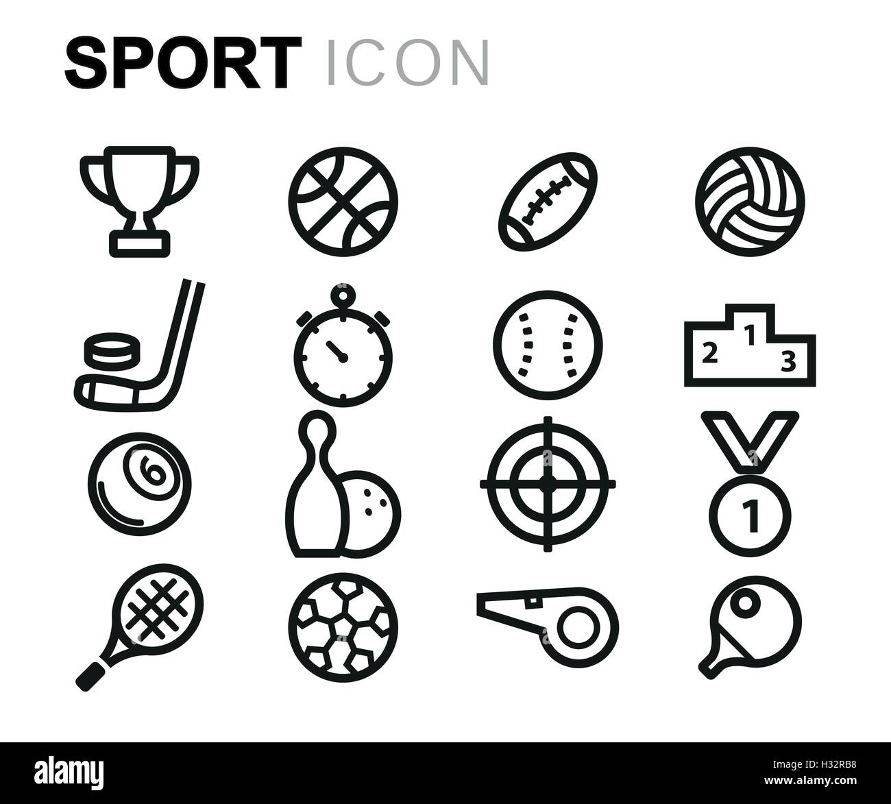 Vector black line sport icons set on white background Stock Vector ...