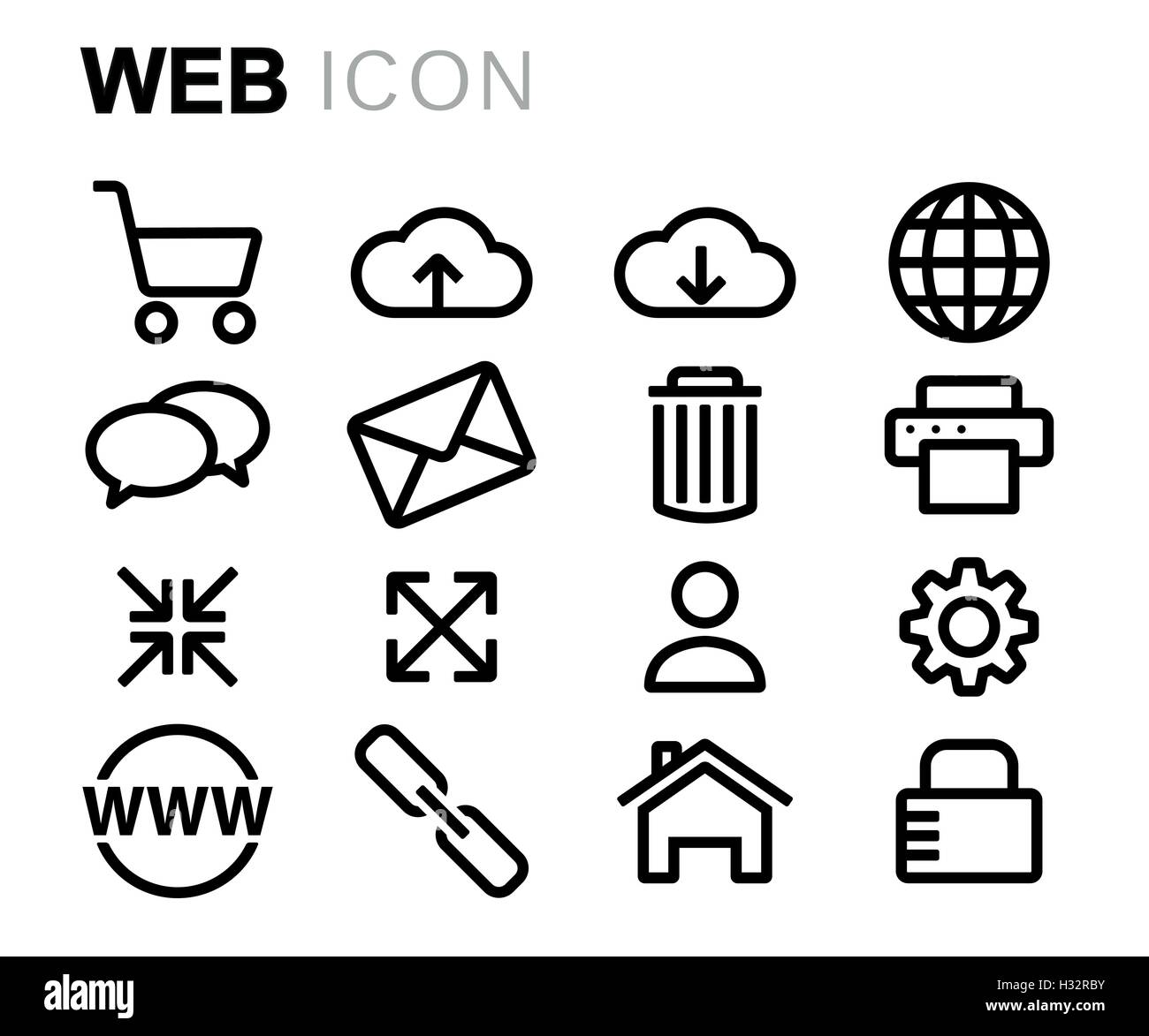 Vector black line web icons set on white background Stock Vector Image ...