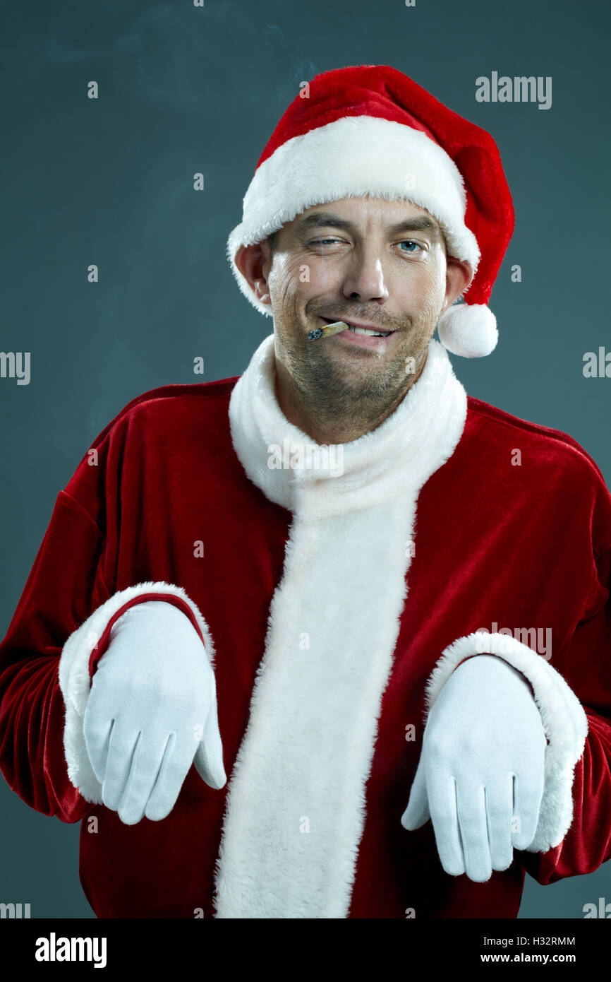 Santa getting High Stock Photo - Alamy