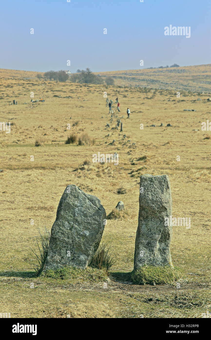 Southern Stone Row in Winter at Merrivale, Dartmoor National Park ...