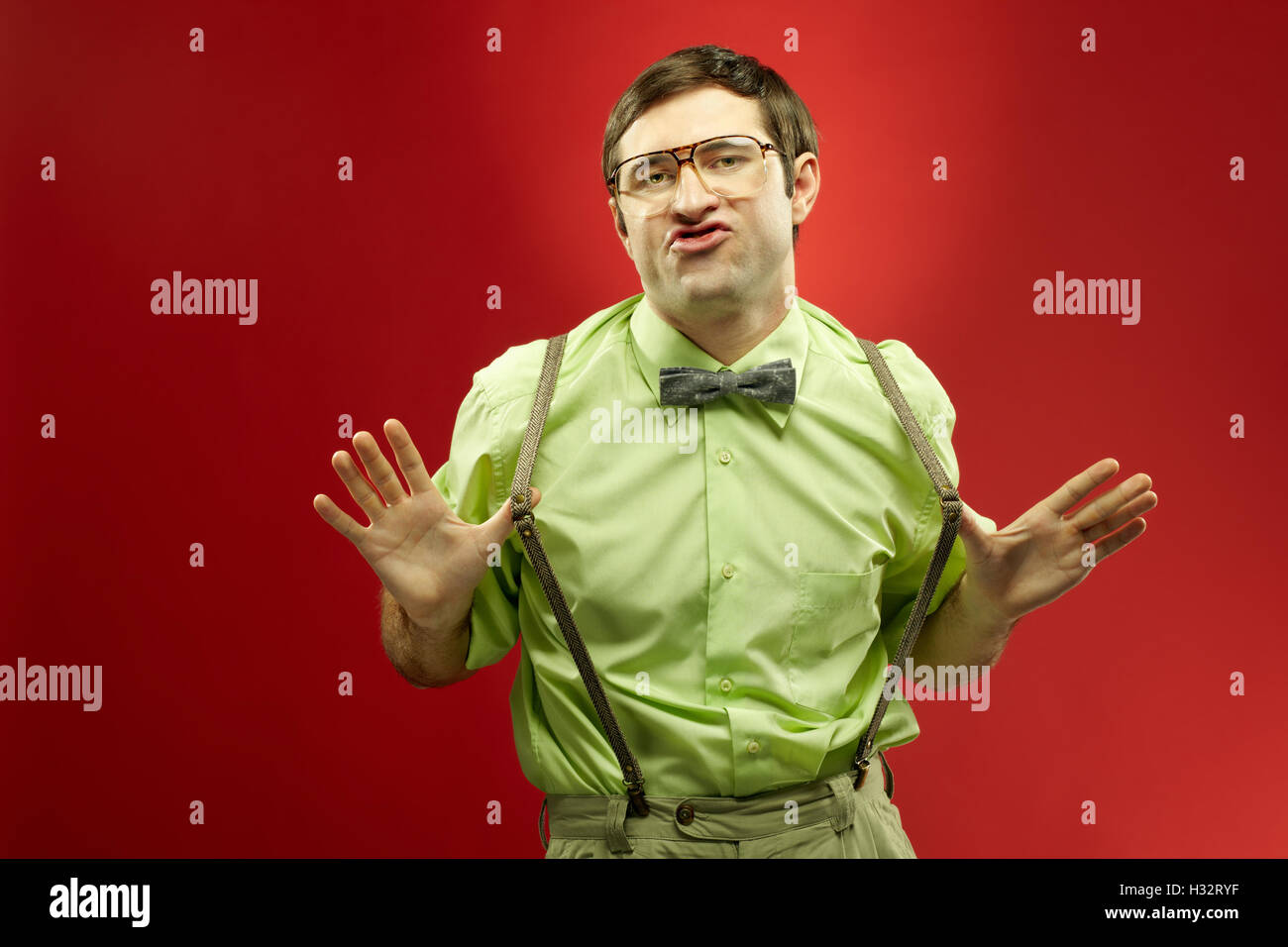 Nerd showing off Stock Photo - Alamy