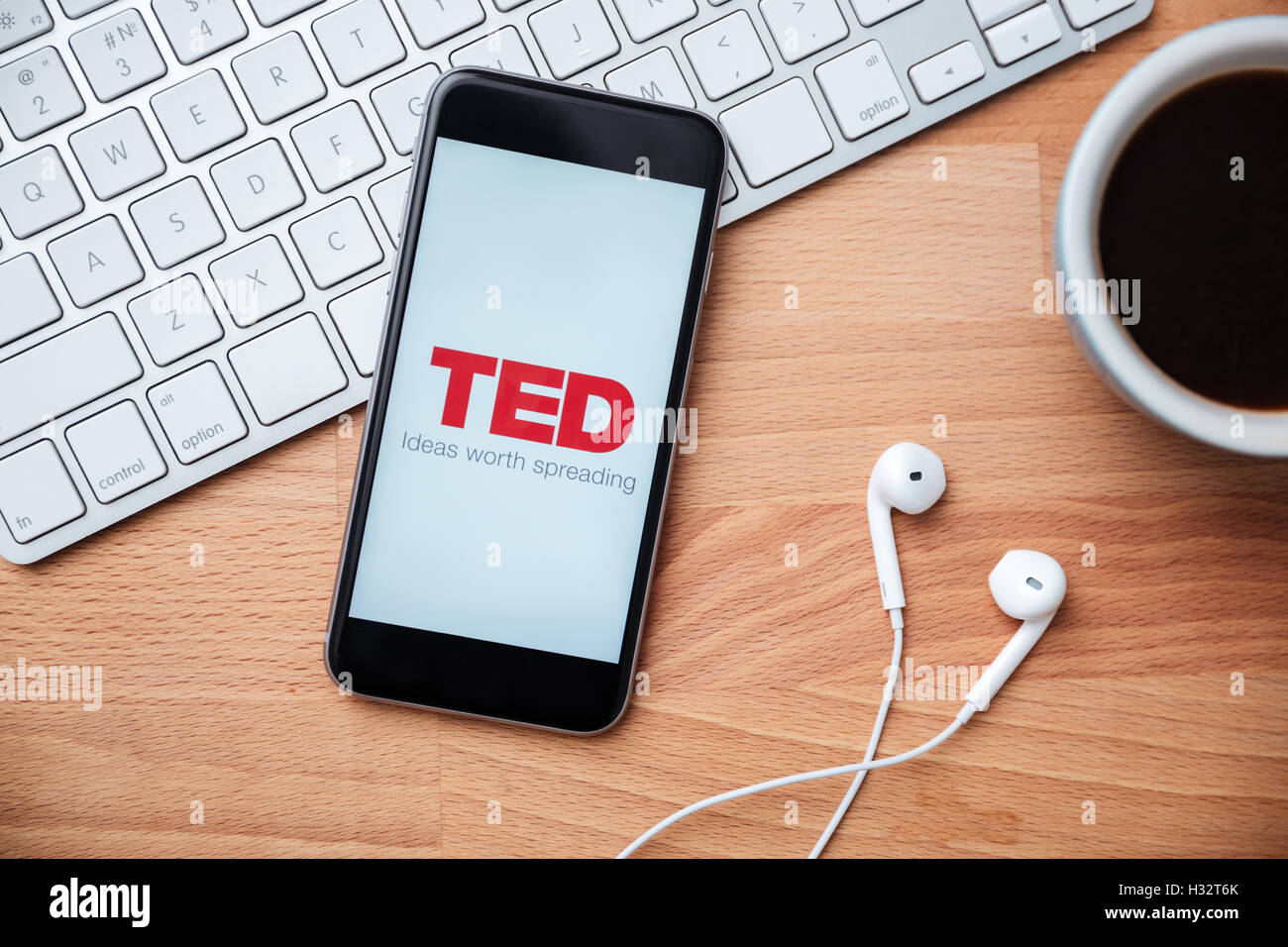 SARANSK, RUSSIA - JANUARY 07, 2016: A phone screen shows details of TED ...
