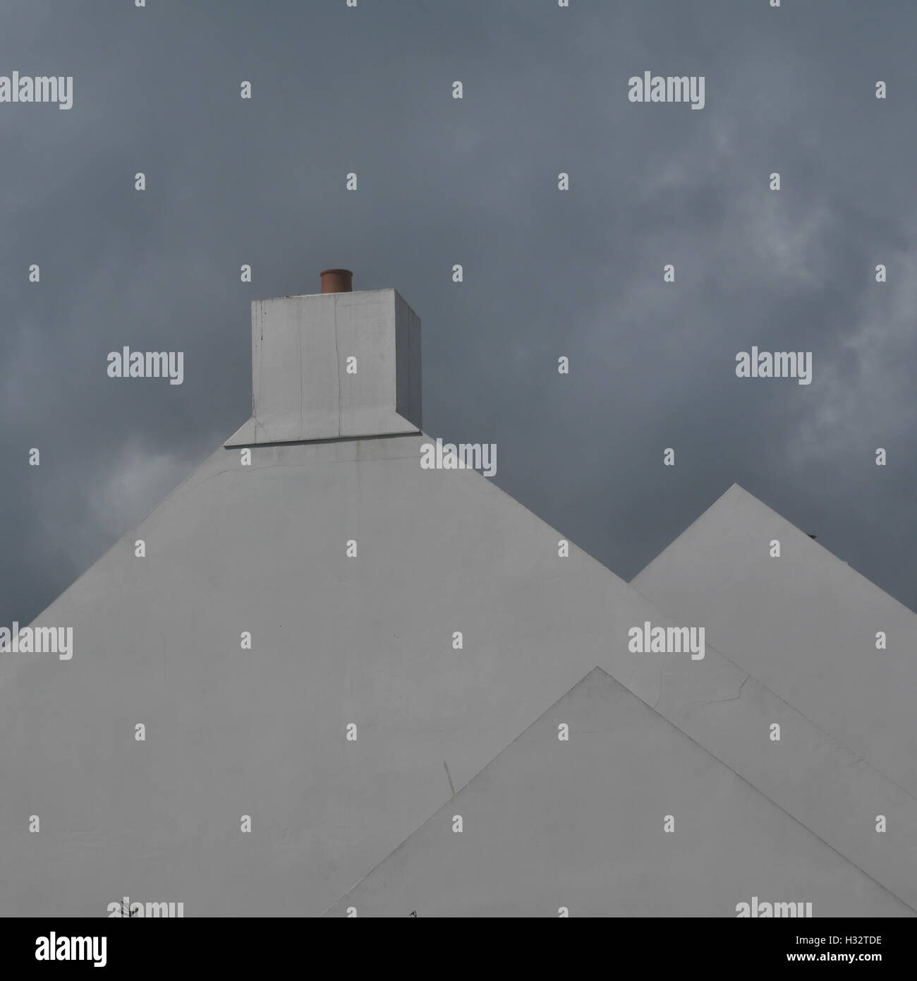 Gable ends and chimney, new houses, North Cornwall Stock Photo - Alamy