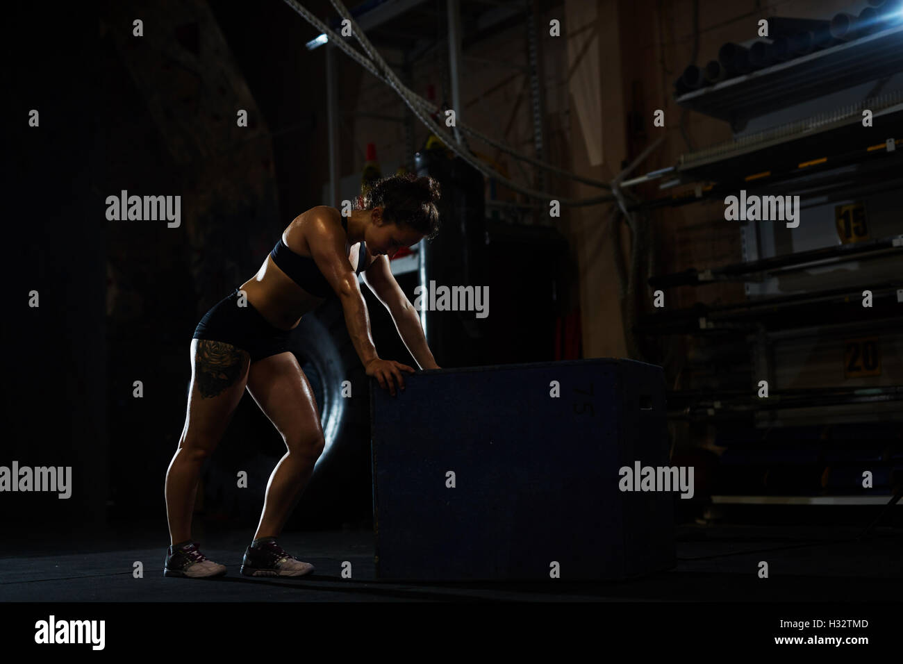 Jump box exercise Stock Photo - Alamy