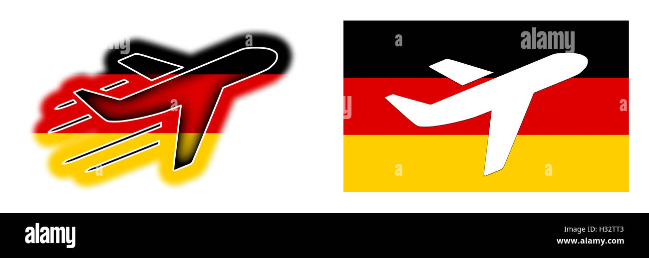 Nation flag - Airplane isolated on white - Germany Stock Photo - Alamy