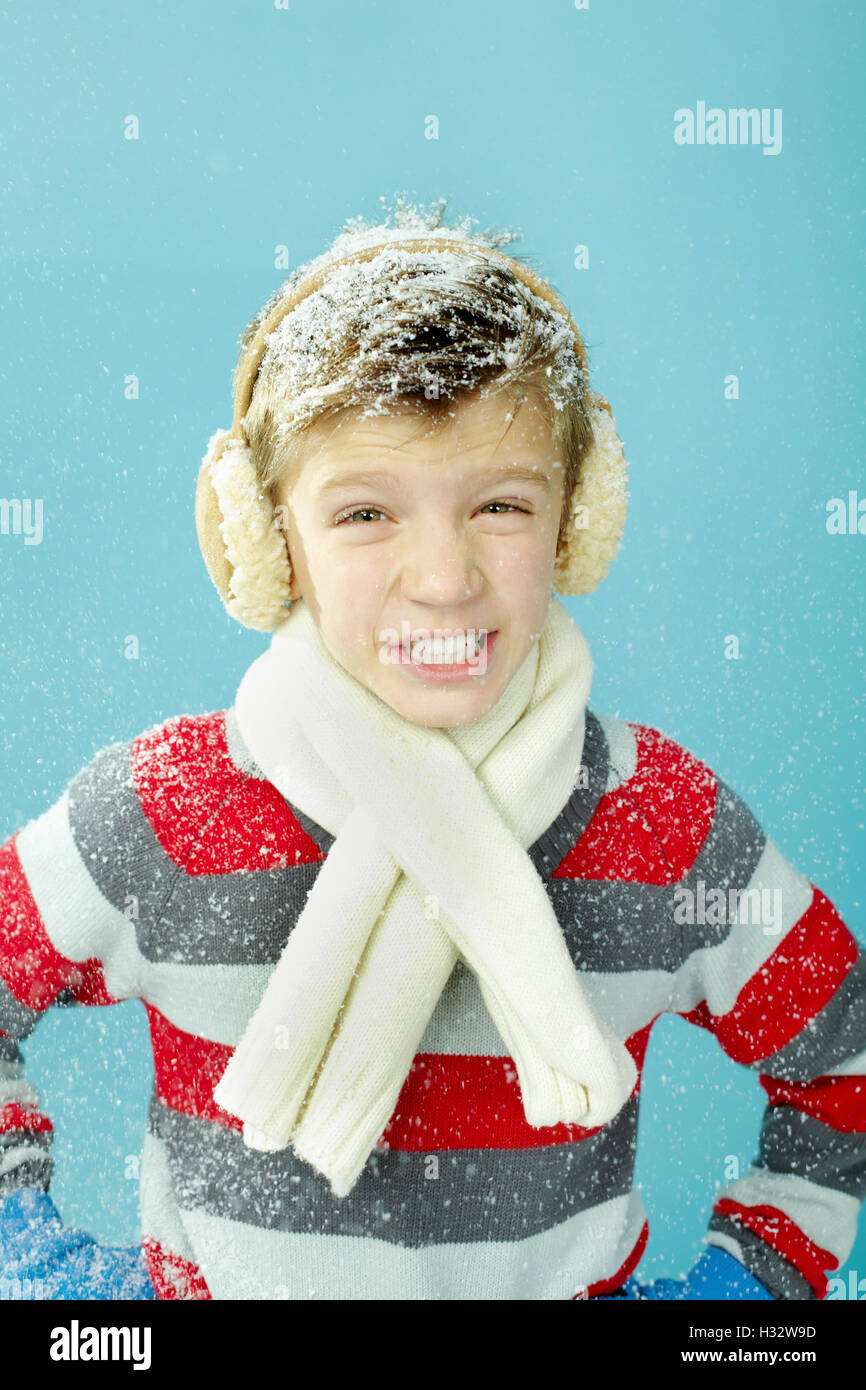 Boy in snow Stock Photo - Alamy