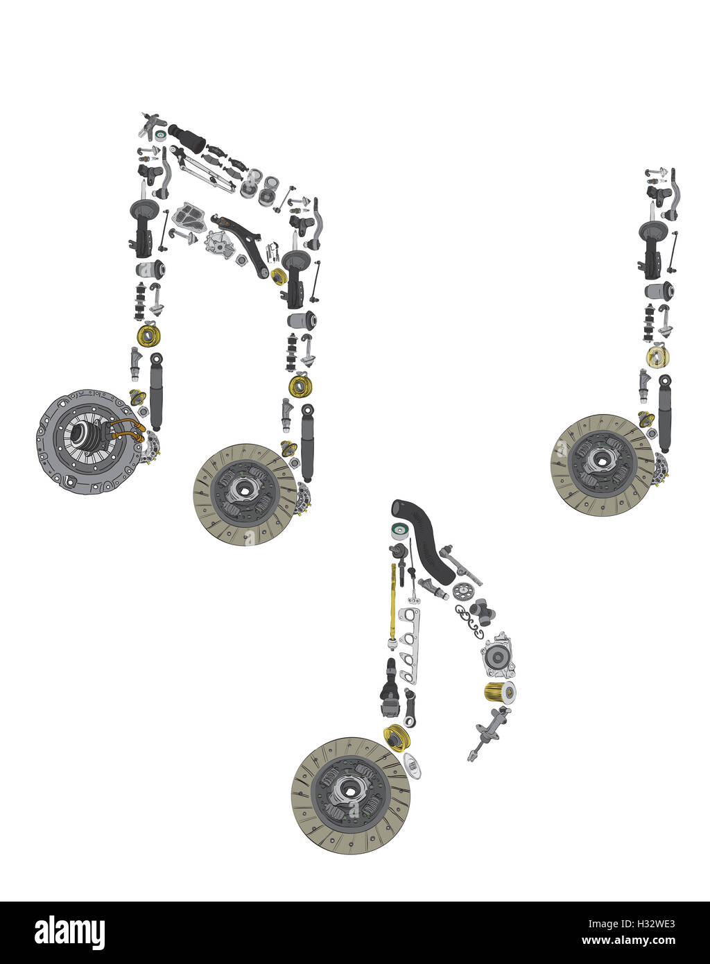 Musical signs assembled from auto spare parts Stock Photo - Alamy