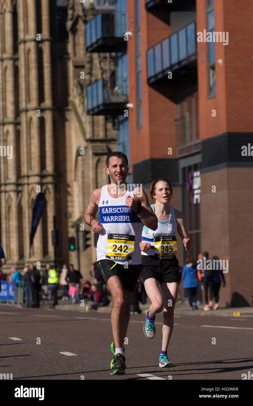 Runners on 10k and half Marathon during Great Scottish run in Glasgow ...