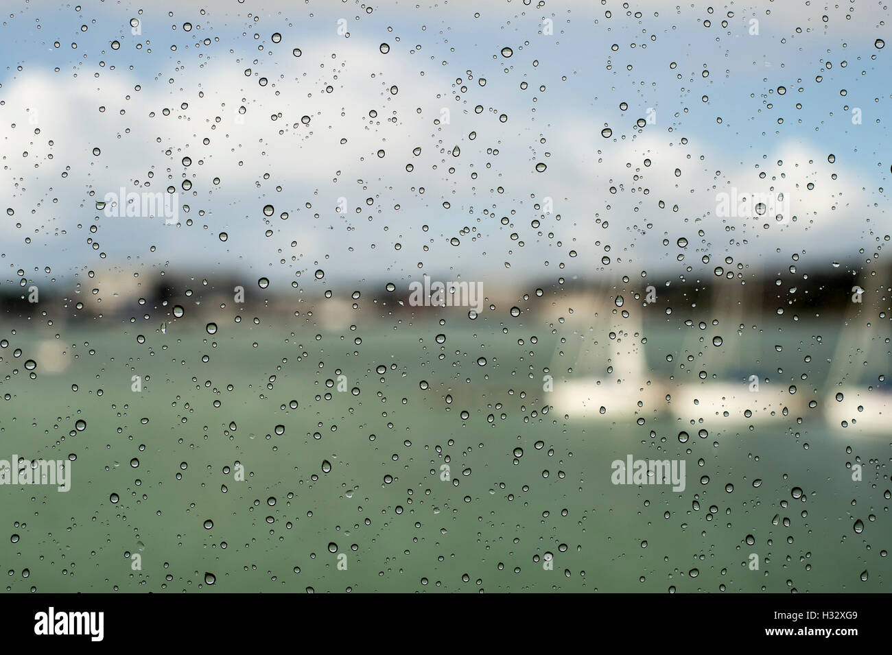 close up of rain drops on a windowpane Stock Photo - Alamy