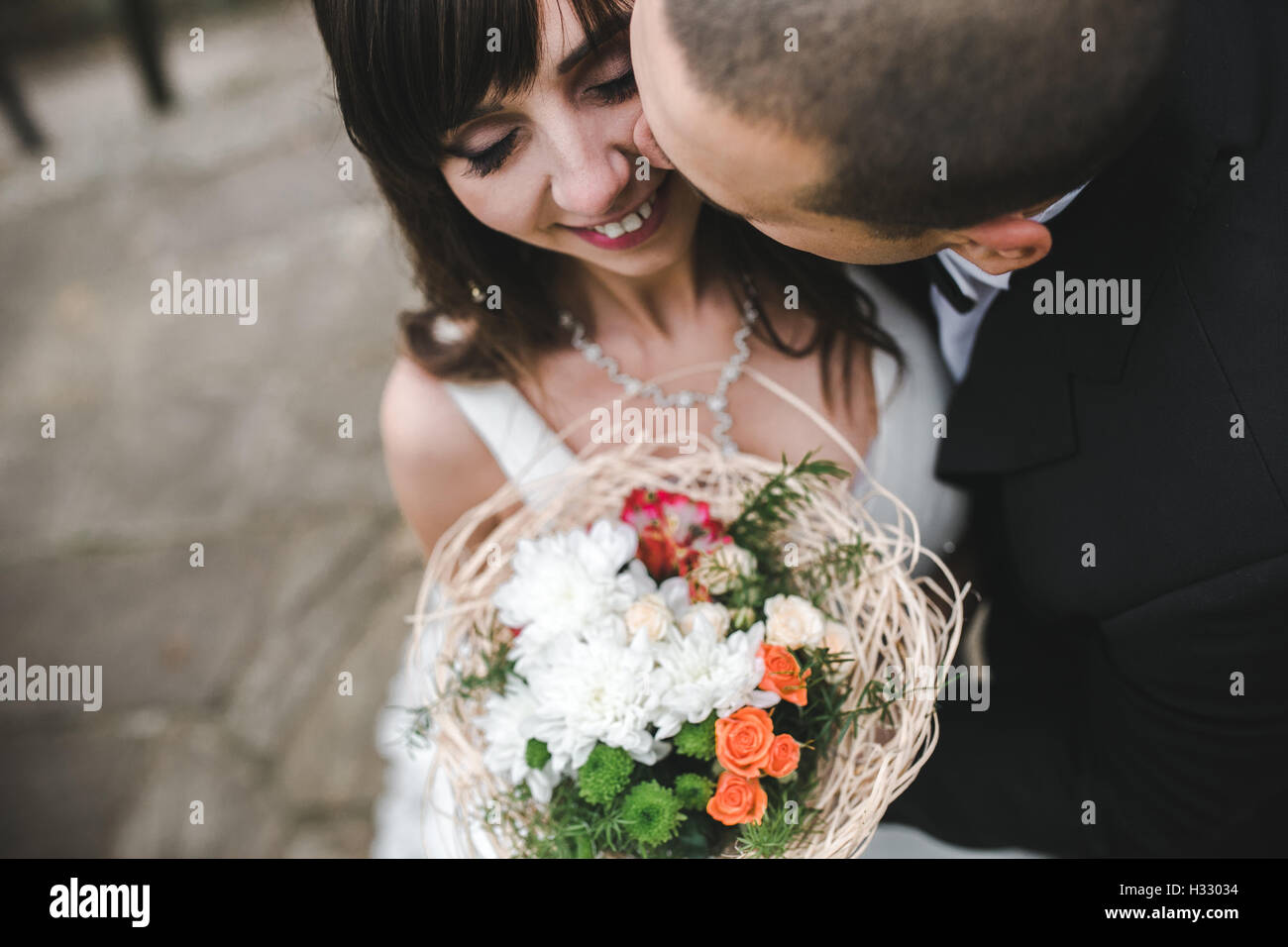 Bridal couple close to each other Stock Photo - Alamy