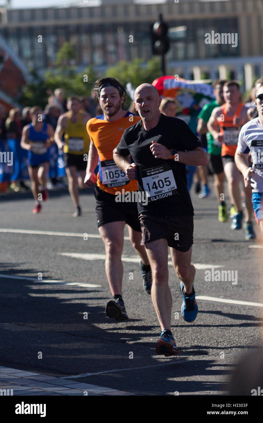 Runners on 10k and half Marathon during Great Scottish run in Glasgow ...