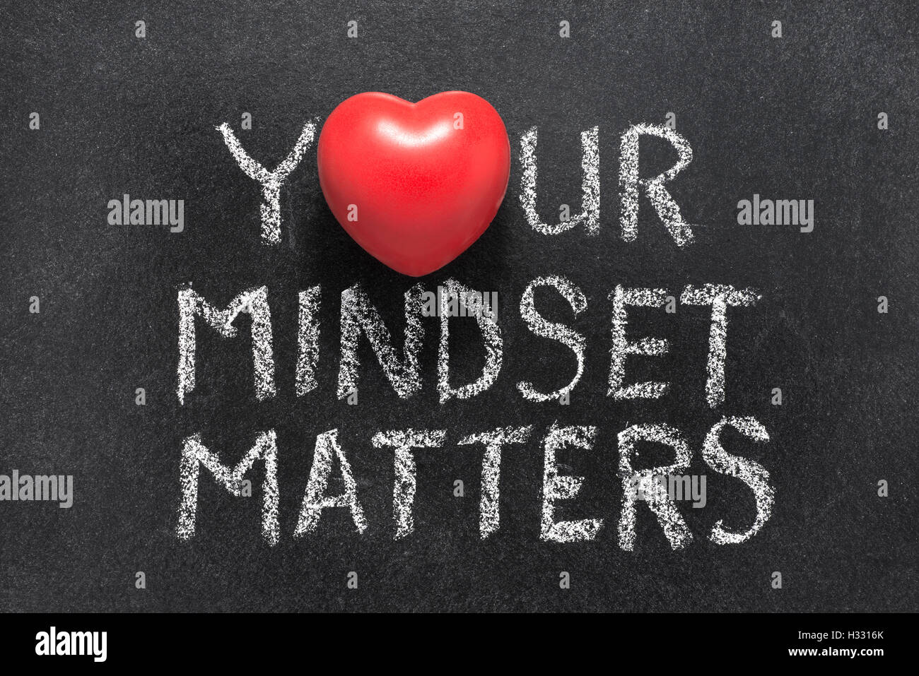 your mindset matters phrase handwritten on blackboard with heart symbol ...