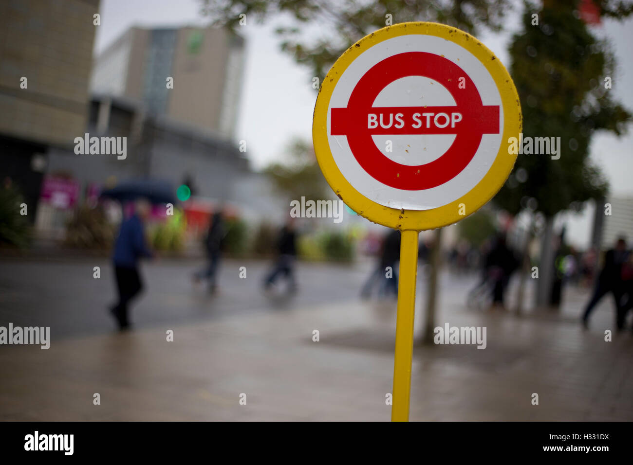 Temporary bus stop sign hi-res stock photography and images - Alamy
