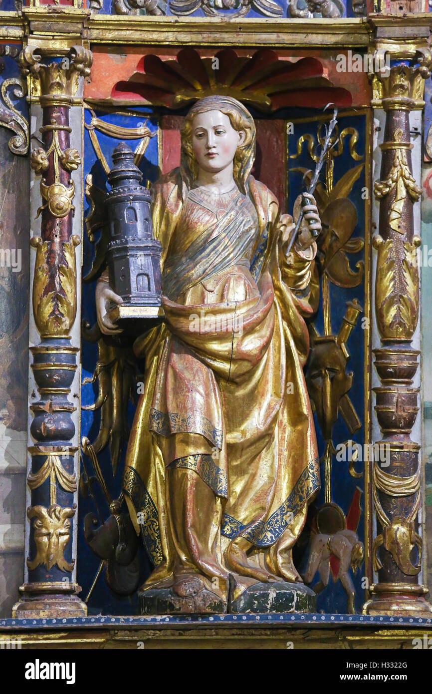Medieval statue of Saint Barbara in the Old Cathedral of Salamanca ...