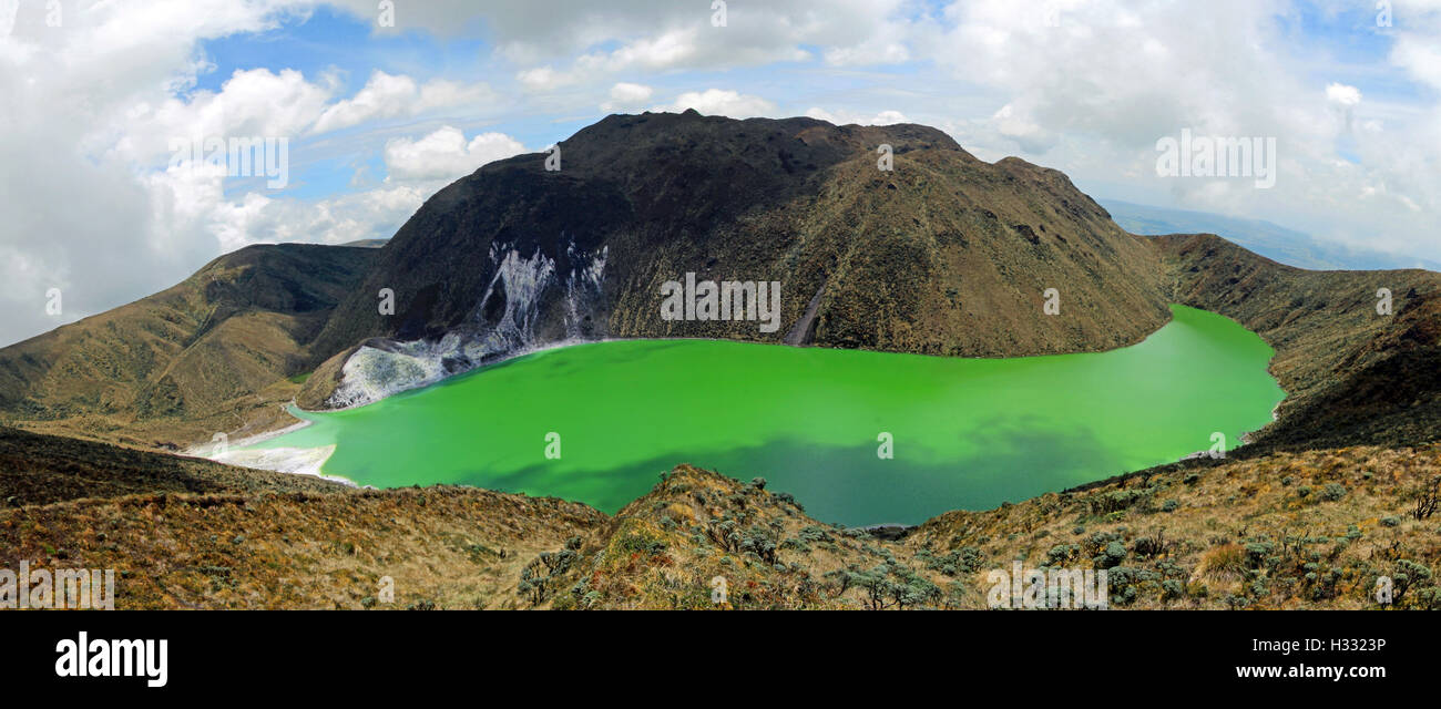 The beautiful deep green colors of Lake Laguna Verde in Narino ...