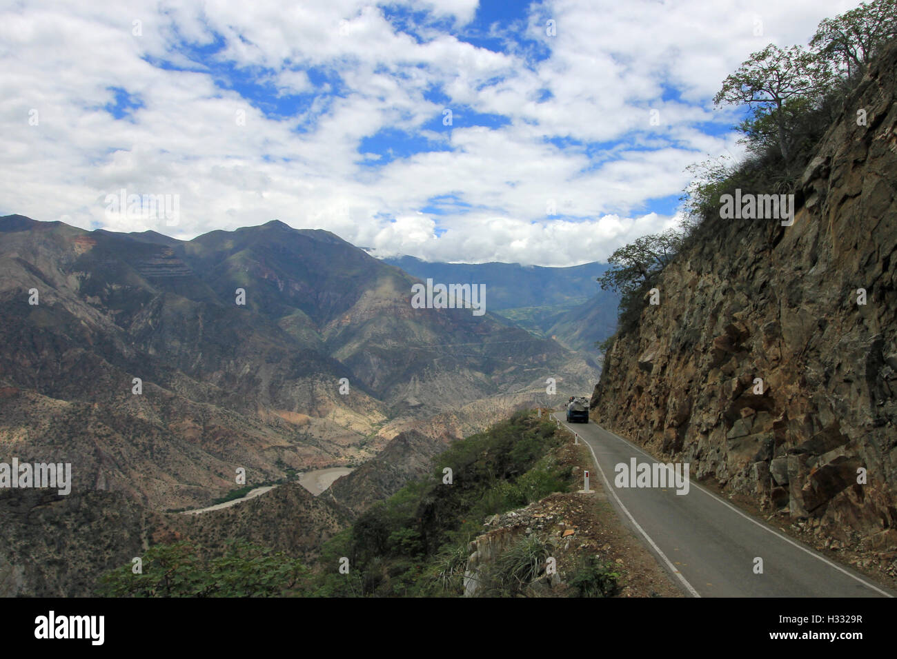 Nice mountain road with nice panorama trough northern Peru near ...