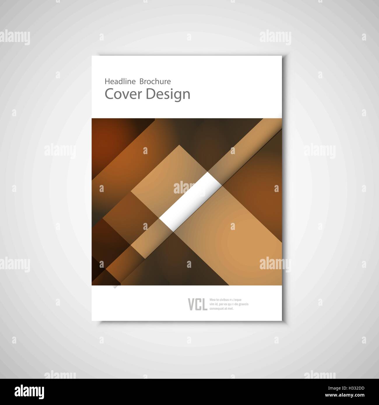 White classic brochure template design with brown geometric elements ...