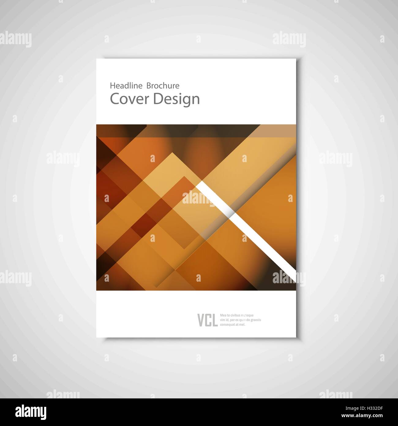 White classic brochure template design with brown geometric elements ...