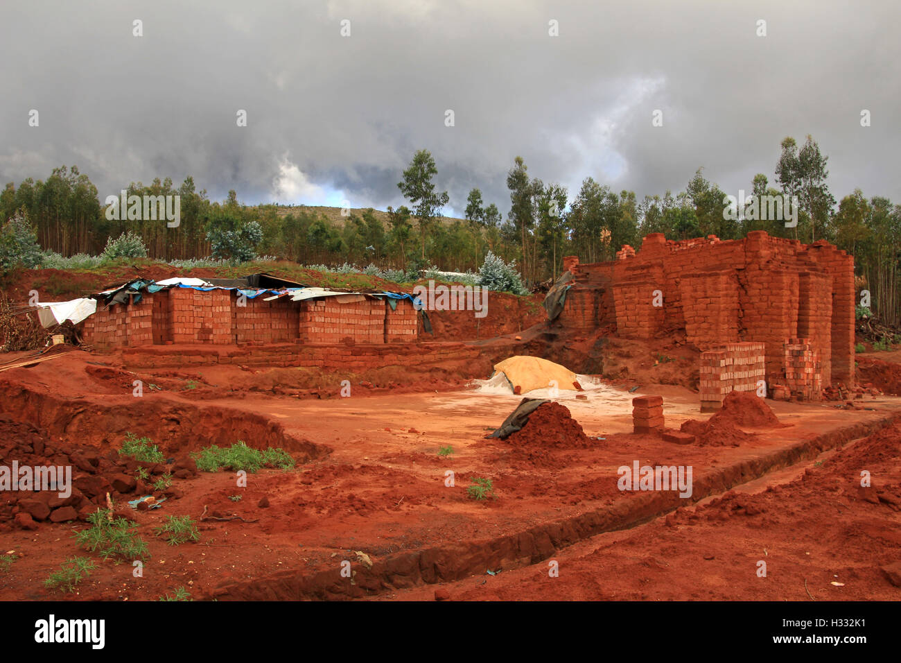 Adobe brick production in northern Peru near San Marcos and Cajamarca ...