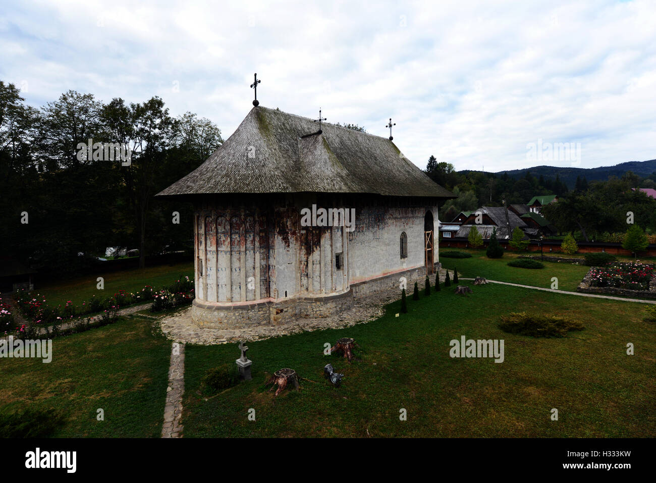 The beautiful painted church at Humor monastery in northern Moldavia ...