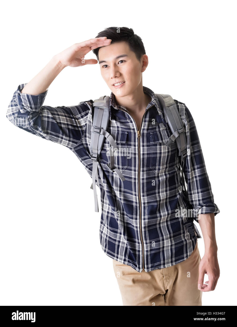 Young male traveler find something Stock Photo - Alamy