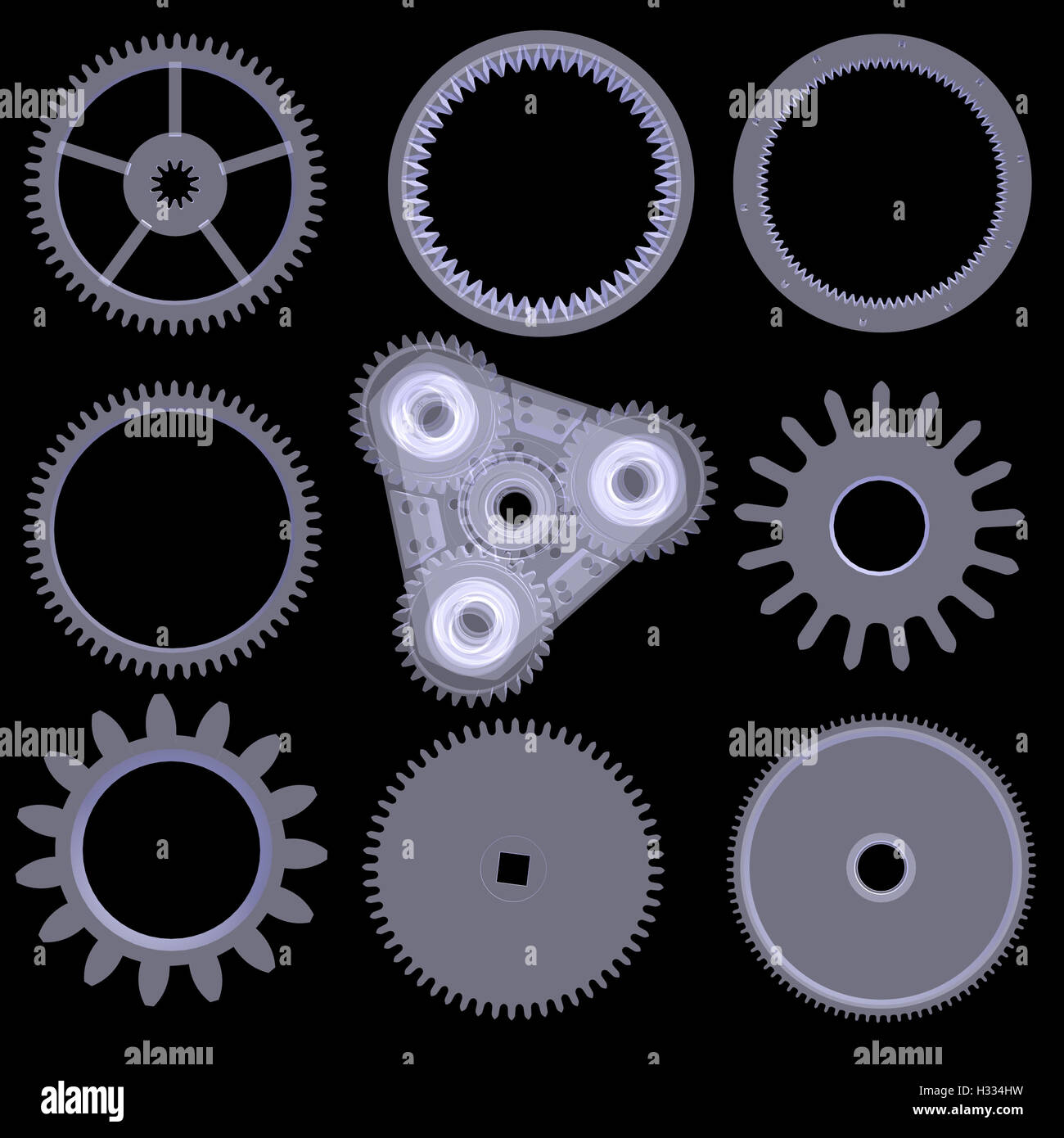 Collection of gears Stock Photo - Alamy
