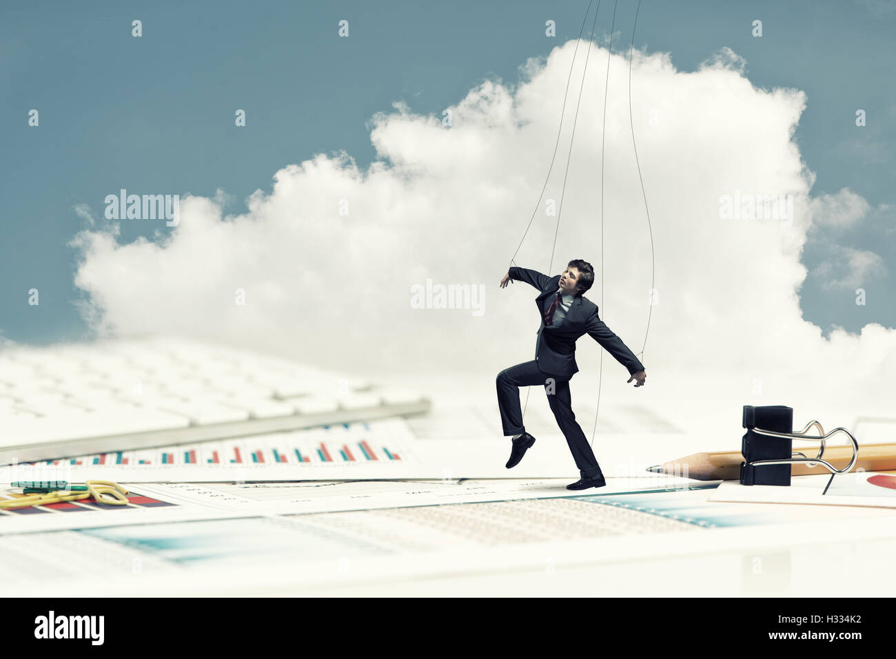businessman puppet doll is on the desk Stock Photo - Alamy