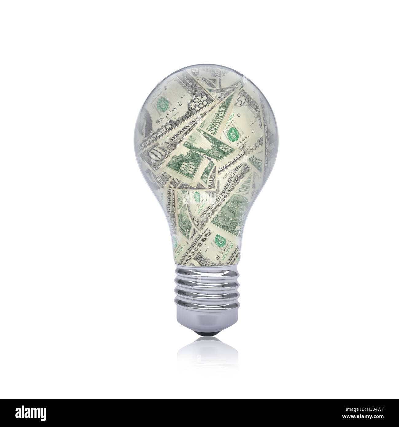 Dollar notes inside the bulb Stock Photo - Alamy