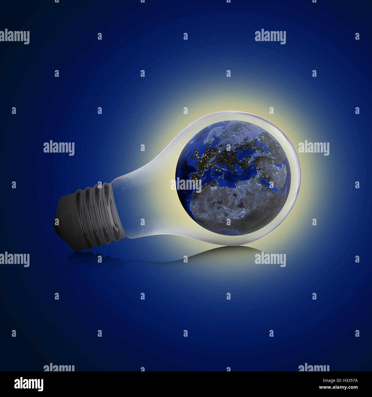 Earth inside the bulb Stock Photo - Alamy