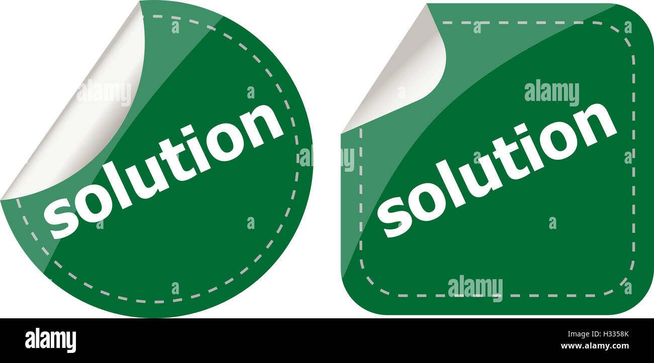 solution stickers set, icon button isolated on white Stock Photo - Alamy