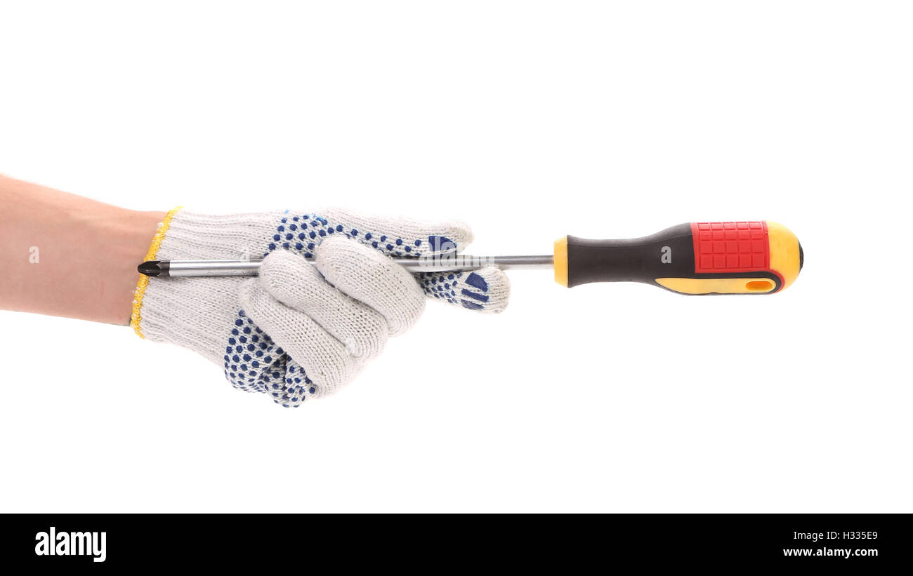 Hand holding screwdriver Stock Photo - Alamy