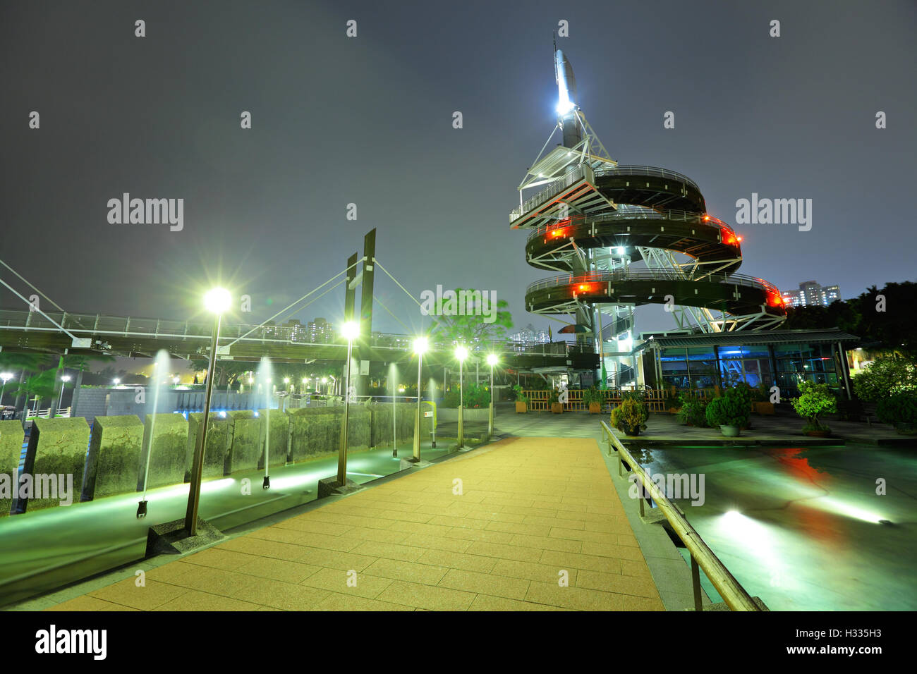 Spiral Lookout Tower of Tai Po Waterfront Park in Hong Kong Stock Photo ...