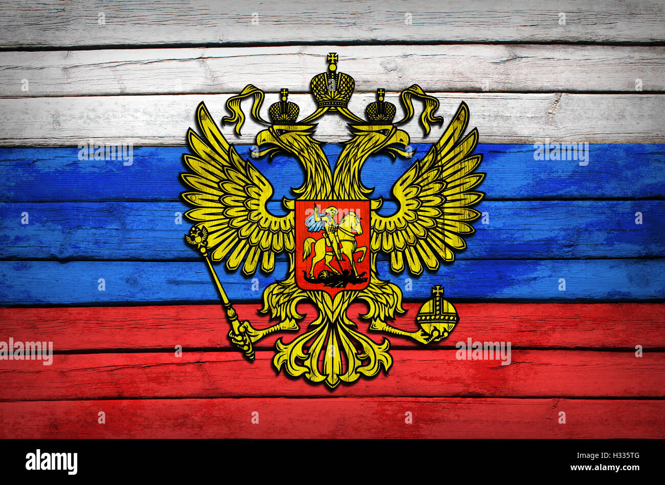 Russian flag painted on wooden boards Stock Photo - Alamy