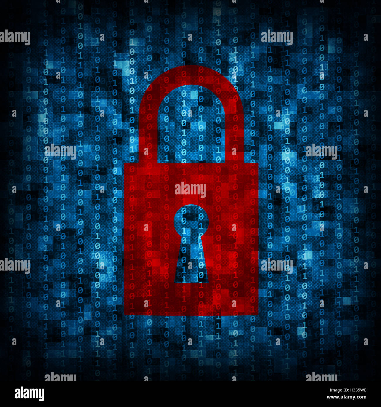 Binary code and lock icon Stock Photo - Alamy
