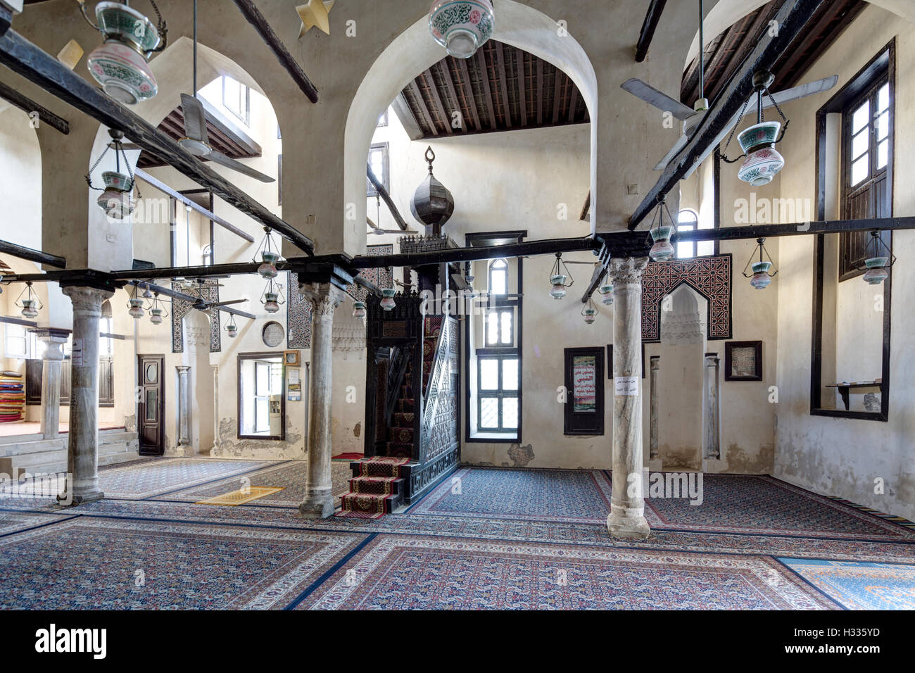prayer hall, Fuwwa, Egypt: Mosque of Nasr Allah (1703–1707 Stock Photo ...