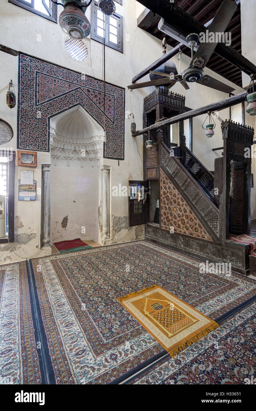 mihrab and minbar, Fuwwa, Egypt: Mosque of Nasr Allah (1703–1707 Stock ...